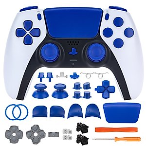 Full Set Replacement Thumbstick Button Kit for PS5 Controller, D-pad L1 R1 L2 R2 Triggers Share Options Face Buttons, Faceplate, Conductive Rubber Pad Accessories for PS5 Controller (Blue)