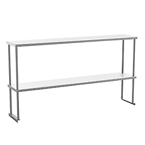 BizChair Commercial Grade 430 Stainless Steel 18 Gauge NSF Certified 60" x 12" Metal Kitchen Double Overshelf