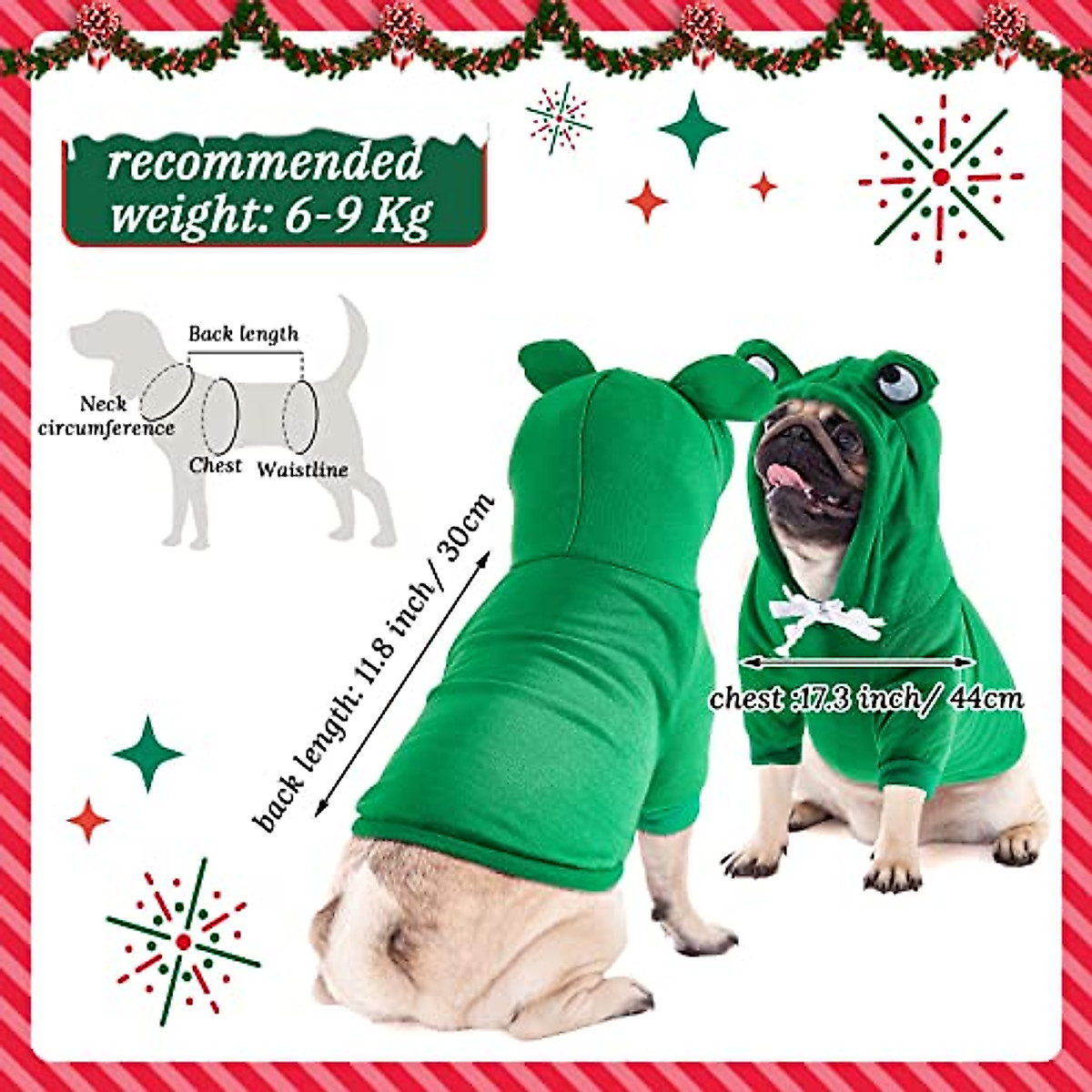 2 Pieces Dog Hoodies Frog Shape Puppy Clothes Dog Fruit Sweatshirt Outfit Warm Winter Sweater Coat Costume for Medium Dogs Cat Puppy Chihuahua Yorkie Clothes Cold Weather Coat, M