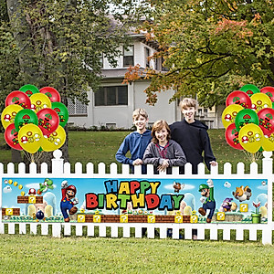 Mario Party Banner Mario Balloons Video Game Theme Party Decoration for Mario Birthday Party Supplies Mario Party Yard Decorations
