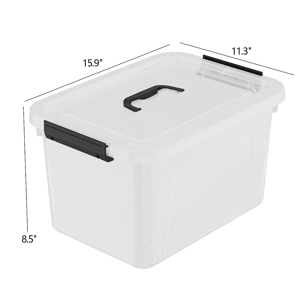 Xeabia 18 Quart Plastic Storage Latch Bins with Handles, Clear Storage Boxes with Lids, 6 Packs