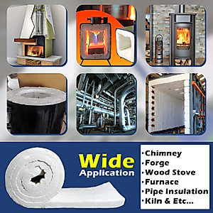 Simond Store Ceramic Fiber Insulation Roll, 2400F (1315C) 1"X24"X25', High Density Fireproof Insulation Blanket for Forge, Foundry, Furnace, Kiln, Wood Stove, Pizza Oven, Dishwasher Insulation Blanket