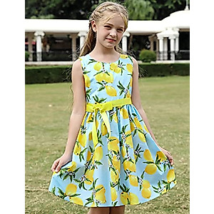 PrinceSasa Lemon Birthday Toddler Girl Clothes Cotton Dresses for Girls,E27,7-8 Years(Size 140)