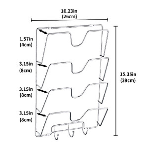Qflushor Pot Lid Organizer Wall Mount, Kitchen Pot Lid Rack with Hook, Pot Lid Organizer for Cabinet, Pot Lid Holder with Adhesive Hooks, Chrome