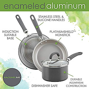 Rachael Ray Create Delicious Nonstick Cookware Pots and Pans Set, 13 Piece, Gray Shimmer