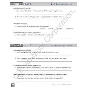 Evan-Moor Daily Language Review, Grade 6 Actvities Homeschooling & Classroom Resource Workbook, Reproducible Worksheets, Teacher Edition, Daily Practice, Skills Assessment, Grammar, Punctuation