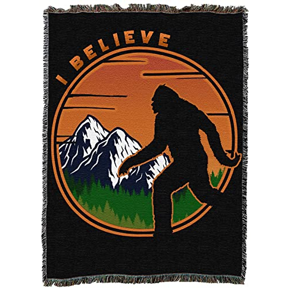 Pure Country Weavers I Believe Squatch in Blanket - Bigfoot Sasquatch Gift Fantasy Tapestry Throw Woven from Cotton - Made in The USA (72x54)