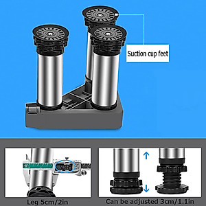 Fridge Stand with 4 Strong Feet Dryer Stand- Refrigerator Stand Height 3.9/5.9/7.8in Adjustable 1.1in Length/width 17.7-25.5in Washer Pedestal Dishwasher Base Stand (3.9inch,gray)