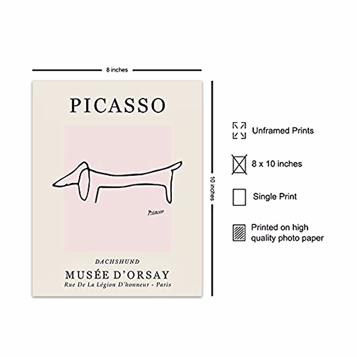 Pablo Picasso Wall Art & Decor - Dog Wall Decor - Mid-Century Modern Room Decor - Abstract Art - Minimalist Wall Decor - Line Art Wall Decor - Gallery Wall Art - Museum Posters - Art Gifts for Women