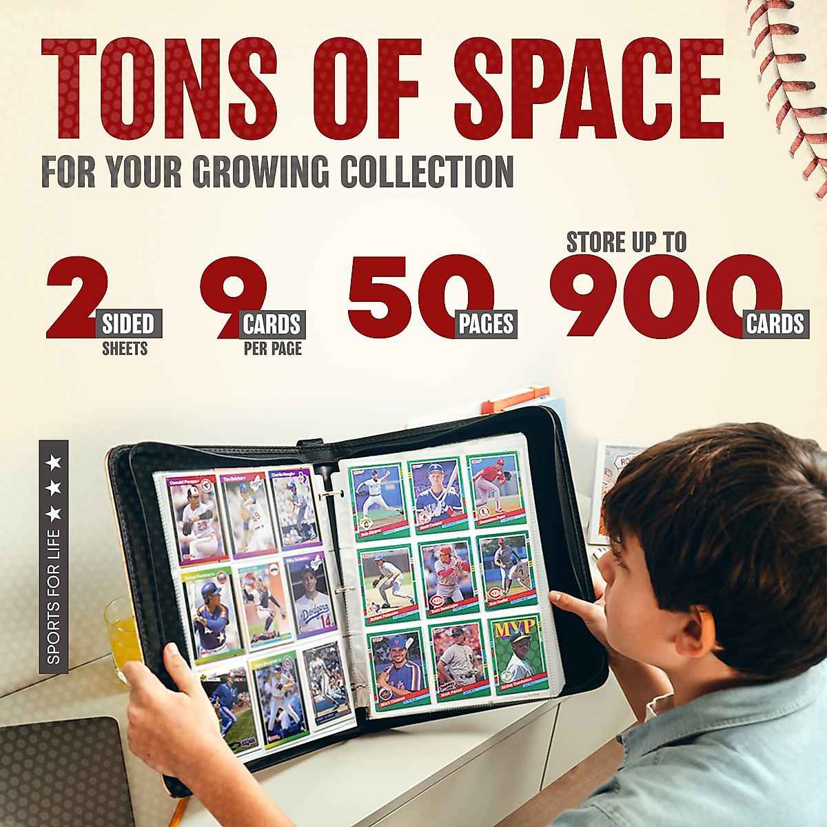 Baseball Card Binder with 900 Pockets, The Ultimate Baseball Card Holder Includes 50 Page Storage Sleeves to Organize and Protect Your Sports Cards Like a Pro