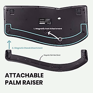 Perixx PERIBOARD-330B, Wired Ergonomic Keyboard with Adjustable Wrist Rest, Illuminated Keys, and Membrane Low Profile Keys, 2 Extra USB Ports, US English Layout