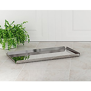 nu steel Gloss Stainless Steel Storage Organizer Tray for Bathroom Vanity Countertops, Closets, Dressers - Holder for Watch, Earrings, Makeup Brushes, Reading Glass, Perfume, Guest Hand Towel - Shiny