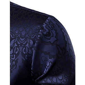 ZEROYAA Men's Hipster Slim Fit Long Sleeve Gothic Jacquard Button Up Dress Shirts for Party Prom ZLCL32-Navy XX-Large