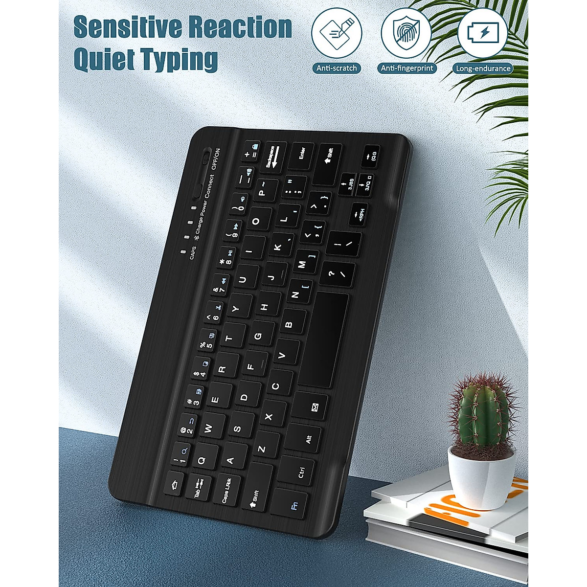 MoKo Keyboard Case Compatible with Samsung Galaxy Tab A7 Lite 8.7-Inch 2021 (SM-T225/T220/T227), Slim Lightweight Stand Cover with Magnetically Detachable Wireless Bluetooth Keyboard, Marble White