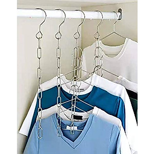 Closet Organizers Hangers, Stainless Steel Space Saving Clothes Hanger Organizer, 3 Pack Magic Metal Vertical Hangers with 10 Slot, T Shirt Organizer for Wardrobe, Multiple Hangers in One