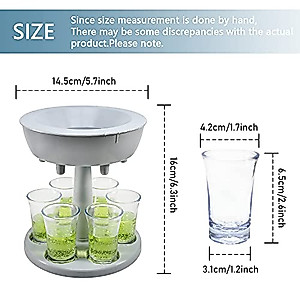 DHDH Sunny 6 Shot Glass dispenser holder,Adjustable Liquid Dispenser,Adjustable shots,6 Acrylic Cups Colorful,Cocktail Dispenser, Suitable for parties,grey