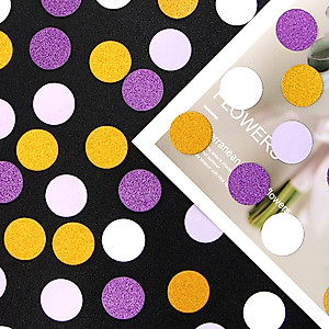 White Purple-Gold Party Decorations Confetti - 300pcs Glitter Graduation Mothers Day Table Confetti Woman Girl Birthday Party Decoration Bridal Baby Shower Wedding Paper Dot Lasting Surprise