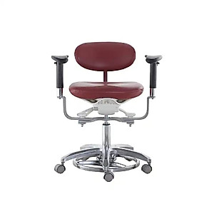 Foot Controlled Medical Ergonomic Dental Microscope Dynamic Stools Chair PU Leather with 45°Swiveling Armrests