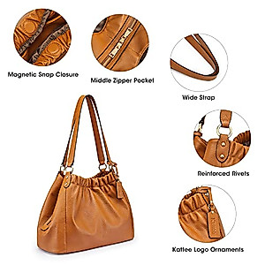 Kattee Soft Women Genuine Leather Hobo Totes Purses and Handbags Satchel Top Handle Shoulder Bags (Brown)