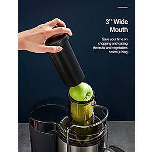 Juicer Machine, 500W Centrifugal Juicer Extractor with Wide Mouth 3” Feed Chute for Fruit Vegetable, Easy to Clean, Stainless Steel, BPA-free, by QCen (Black)