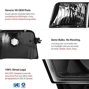 VIPMOTOZ Black Housing OE-Style Headlight & Corner Side Marker Lamp Assembly For 1993-1997 Ford Ranger, Driver & Passenger Side