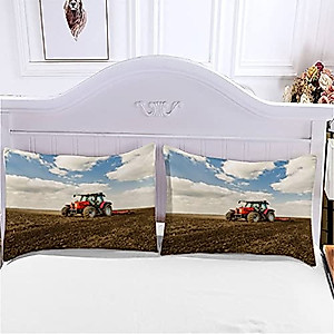Quilt Cover Twin Size Tractor 3D Bedding Sets Agricultural Tractor Duvet Cover Breathable Hypoallergenic Stain Wrinkle Resistant Microfiber with Zipper Closure,beding Set with 2 Pillowcase
