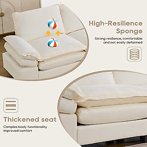 IPKIG 108.7" L Shaped Sofa - Convertible Sectional Couches for Living Room, Modular 4 Seat Oversized Comfy Chenille Fabric Sofas with Removable Ottoman and Adjustable Armrest (Beige White)