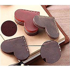 3Pcs Heart-Shape Leather Bookmark Page Corner Page Maker Leather Bookmark Personalized Handmade Reading Book Marker for Bookworm Women Men Teacher Student Lover Gifts