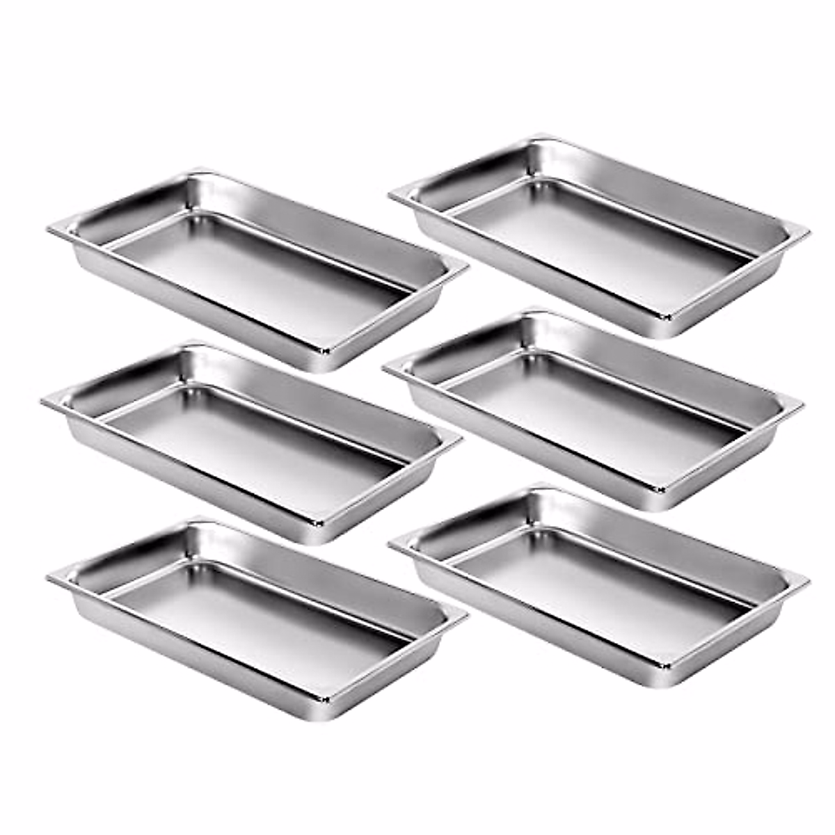 WantJoin Full Size Steam Table Pans, 6-Pack 2.5 Inch Deep Restaurant Steam Table Pans Commercial, Hotel Pan Made of 201 Gauge Stainless Steel