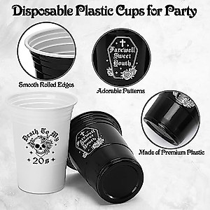 Nefelibata 50 Pack Gothic 30th Birthday Party Cups Halloween Women Death to My 20s Plastic Cup Female RIP Twenties Party Supplies Funny Falll Girl 30th Birthday Table Decorations