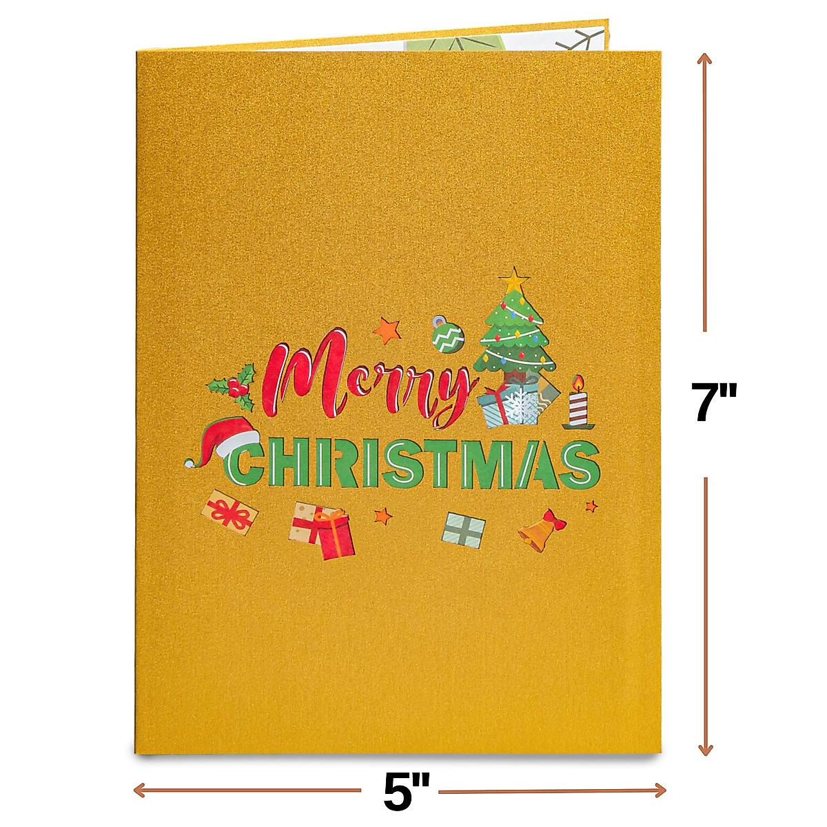 Paper Love Merry Christmas Pop Up Card, Handmade 3D Popup Greeting Cards, Gift For Christmas or Holidays, 5" x 7" Cover - Includes Envelope and Note Tag