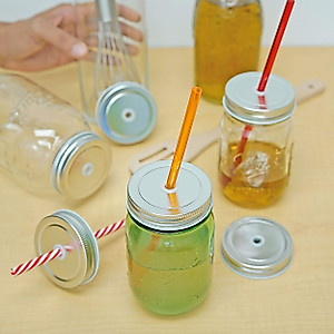 Southern Homewares Mason Jar Lids with Straw Hole Set of 12 Small Mouth Mason Jar Lids Kids Jar Lids Mason Jar Drinking Lids