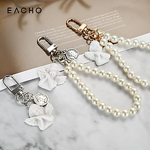 Hofar Pearl Keychain Keyring Hand Wrist Lanyard Wristlet Strap Bracelet Charm for Key Wallet ANGLE-G