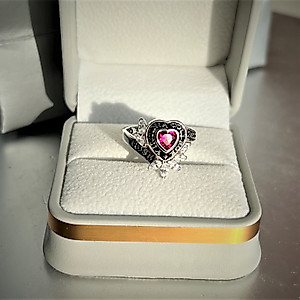 JNJ Women's Class Ring, personalized for high school and college graduates, Sterling Silver, Birthstone, Original design, Heart collection-Jour Nouveau Jewelry (Platinum)