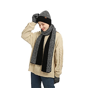 Winter Hats Scarf for Men with Touchscreen Gloves Warm Men's Scaves and Beanie Hat Themal Gloves Set