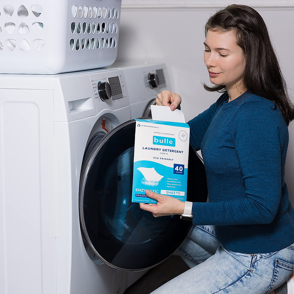 bulle - Laundry Detergent Sheets - Clothes Cleaning Solution, Removes Stain, Dirt & Odor, No Irritating Ingredients, Washing Strips, Fresh Linen Scent, Mothers Household Companion, 40 count, Unscented