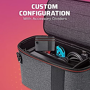 PDP Gaming Pull-N-Go Travel Case | Elite Edition | 2-in-1 with Removable Compartments: Grey - Nintendo Switch