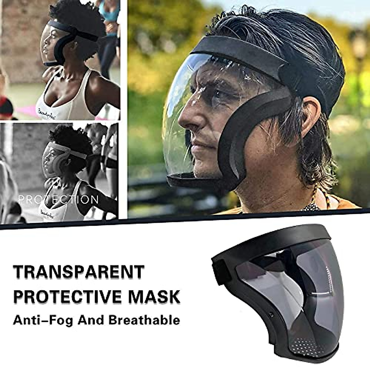 EdiNoeL Transpaernt Face Shields, PPE Full Plastic Faceshields Guard Anti Fog Reusable For Protection, HD Safety Protective Clear Mask Essential Protection for Adult (2pcs PET + 60PCS Filter cottons)