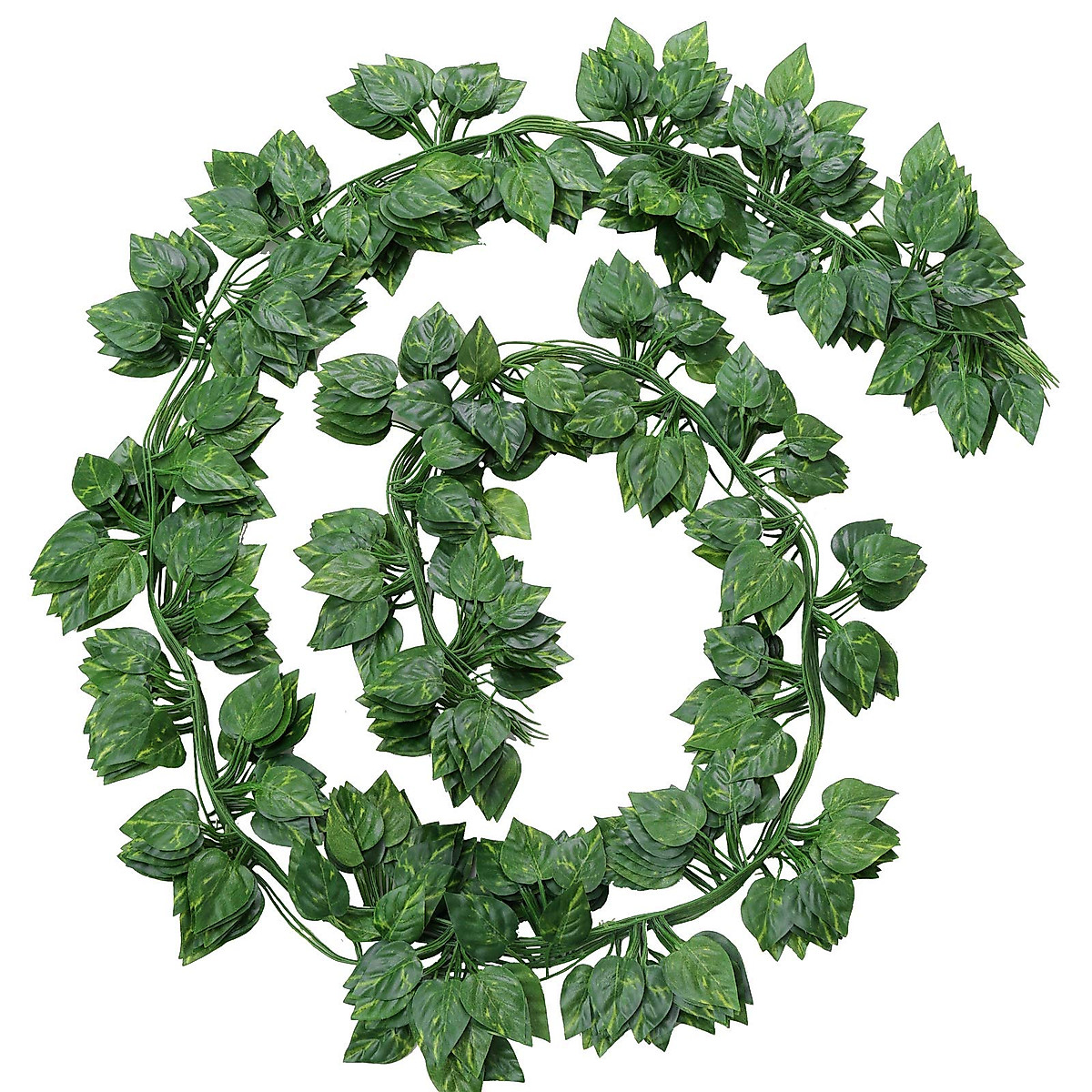 ZHIIHA 12 Strands 90.5 Ft Artificial Scindapsus Leaf Plants Vine Hanging Garland Fake Foliage Plants for Home Kitchen Garden Office Wedding Wall Decoration