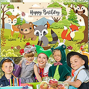 Woodland Party Supplies Woodland Birthday Backdrop Forest Friends Banner Background Woodland Forest Photo Booth Props for Baby Shower Boys Girls Birthday Fall Theme Party Decorations