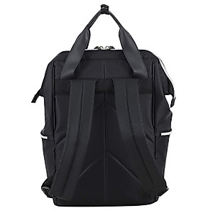 BODHI Doctor Bag Style Top Load Backpack Purse With Front Large Zipper Pockets, Black