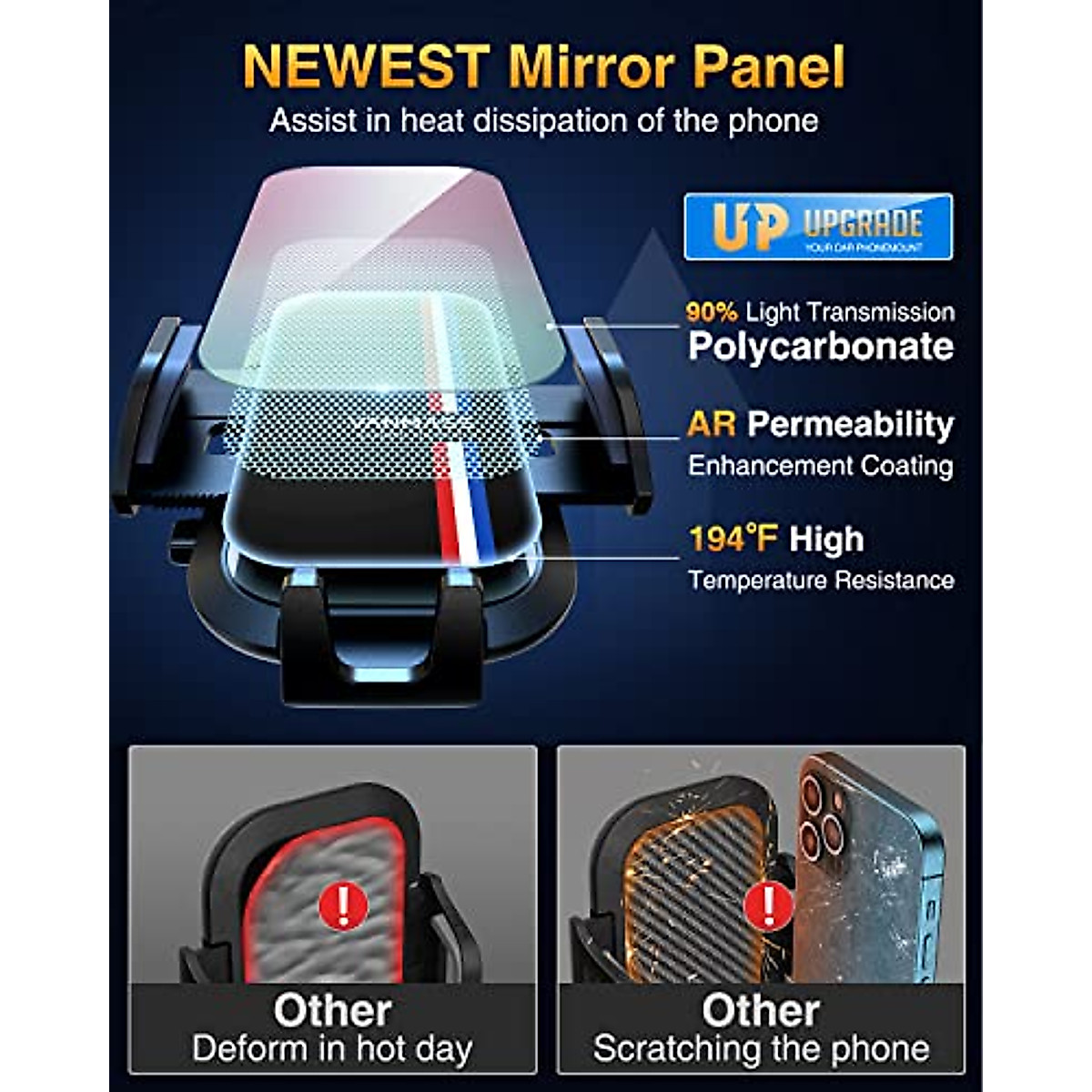 VANMASS 2023 Newest Upgraded Car Phone Holder Mount, 3-in-1 [Super Suction & Stable] Phone Mount for Car Dashboard/Windshield/Vent for Jeep/Truck/Pickup Phone Mount for iPhone 14/13/12/Pro/Max