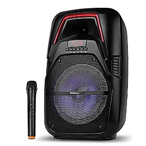 Shinco Portable PA Speaker System, Powerful Bluetooth Speaker with Wireless Microphone, 8 inch Subwoofer, Balanced Sound, Great for Outdoor Party