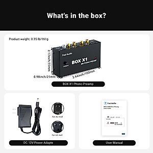 Fosi Audio Box X1 Phono Preamp for MM Turntable Mini Stereo Audio Hi-Fi Phonograph/Record Player Preamplifier with 3.5MM Headphone and RCA Output with DC 12V Power Supply