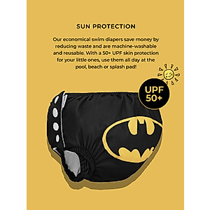 Simple Being Adjustable Snap Reusable Swim Diaper, Double Gusset (DC Batman 6 Months)