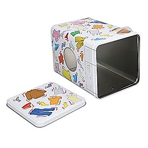 Laundry Detergent Container, Powdered Laundry Detergent Container with Perspective Window Lid Laundry Detergent Powder Storage Tin Box, Washing Machine Appearance Large Capacity Storage Box