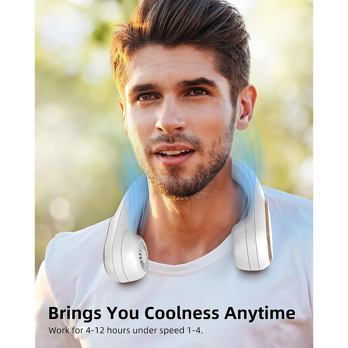 Koonie Neck Fan Rechargeable 5 Speeds, Portable Personal Fan, Hands Free Bladeless Fan, Battery Operated Wearable Fan Adjustable, Screen Design, 4-12 Hours, Cooling Fan For Travel, Outdoor, Indoor