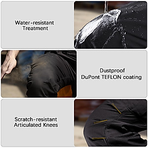 FREE SOLDIER Men's Water Resistant Pants Relaxed Fit Tactical Combat Army Cargo Work Pants with Multi Pocket (Classic Black Color 34W/32L)