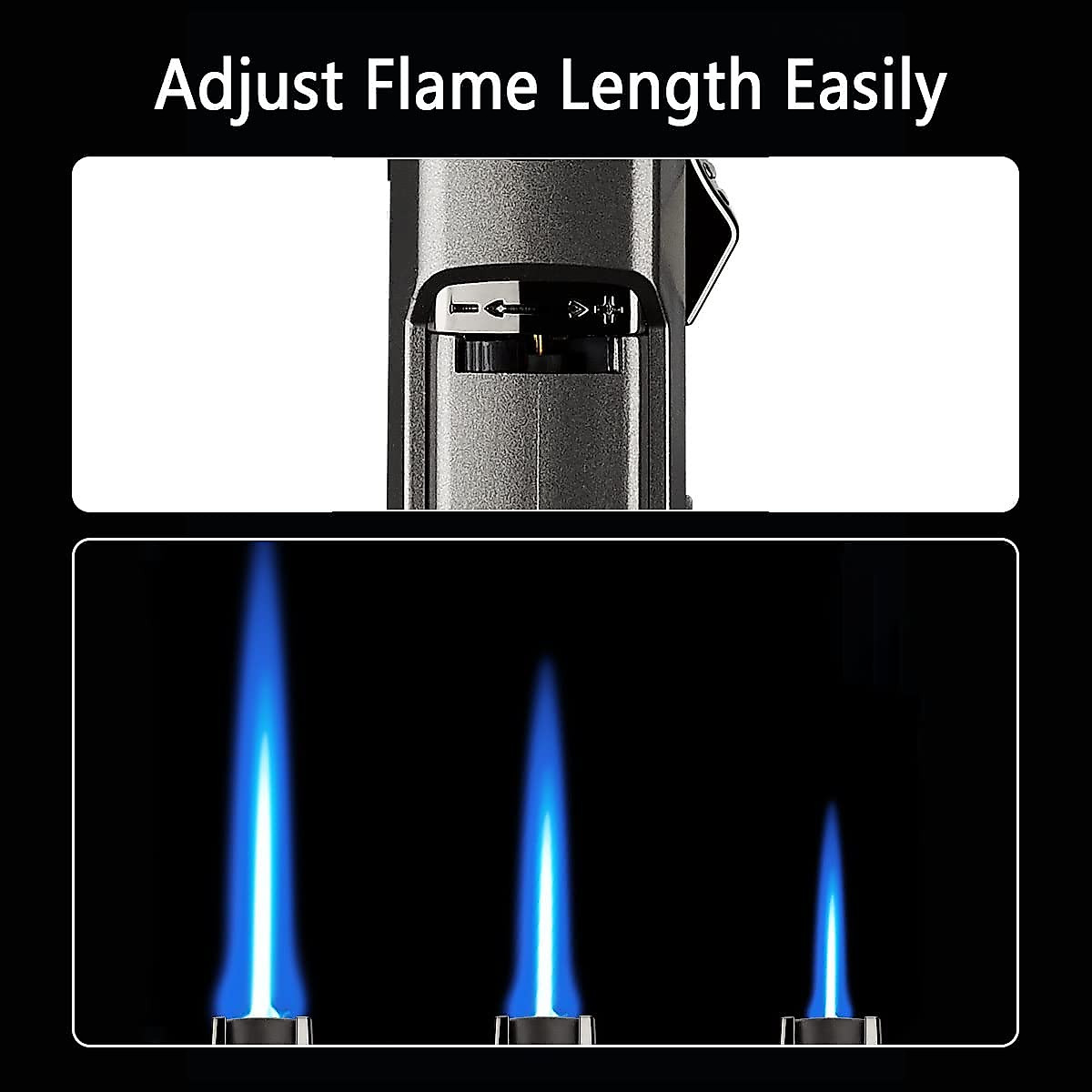 Butane Torch Lighter - Solar Beam Torch - Turbine Torcher - Jet Flame Torch Lighter - Windproof Adjustable Refillable Lighter for Candle Camping BBQ Kitchen, Mens Gifts (Without Gas) (Red)