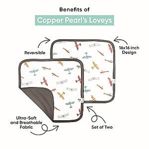 Copper Pearl 3-Layer Knit Security Blanket Set Sized 16" x 16" 2-Pack Jo